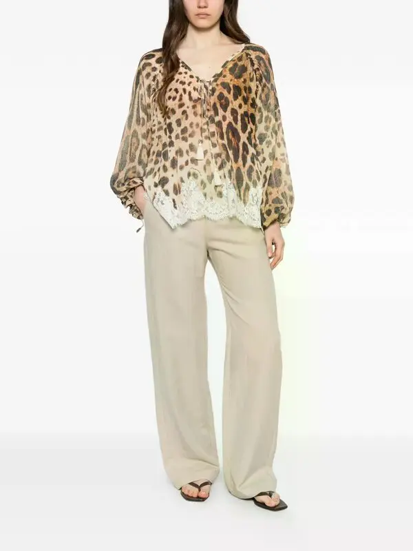 ERMANNO FIRENZE Georgette Leopard-pattern Blouse