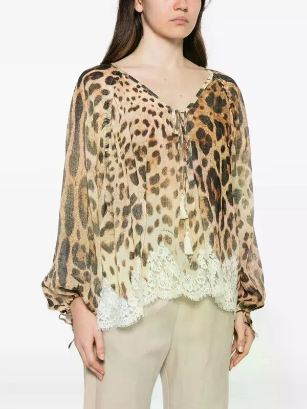 ERMANNO FIRENZE Georgette Leopard-pattern Blouse