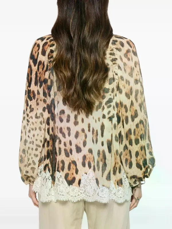 ERMANNO FIRENZE Georgette Leopard-pattern Blouse