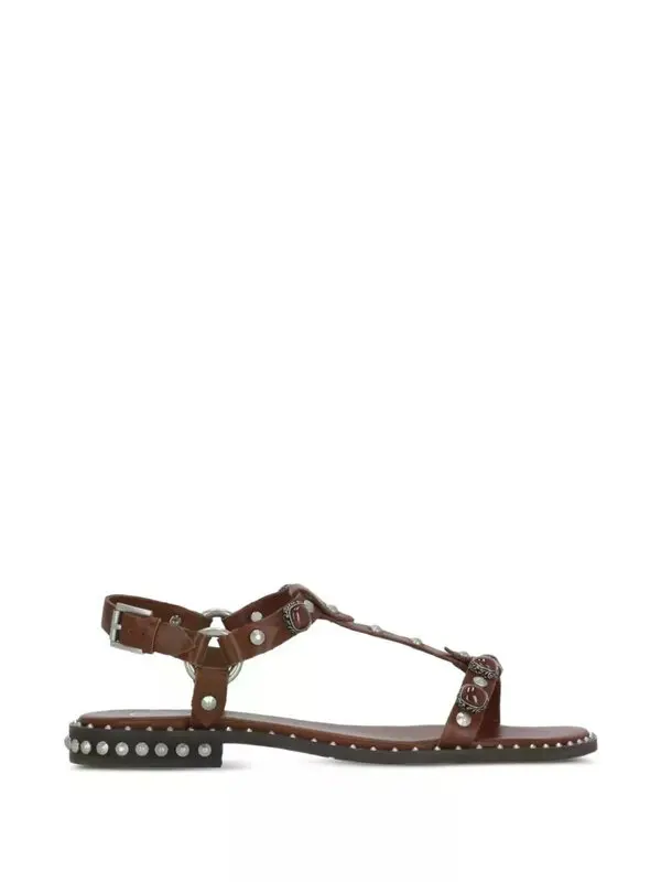 Ash Podium Leather Flat Sandals - Brown