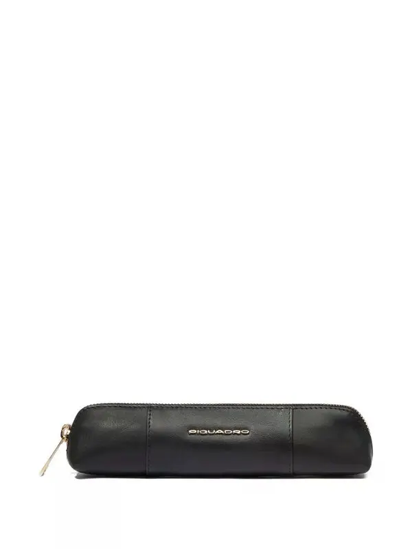 PIQUADRO Logo-lettering Leather Pen Case - Black
