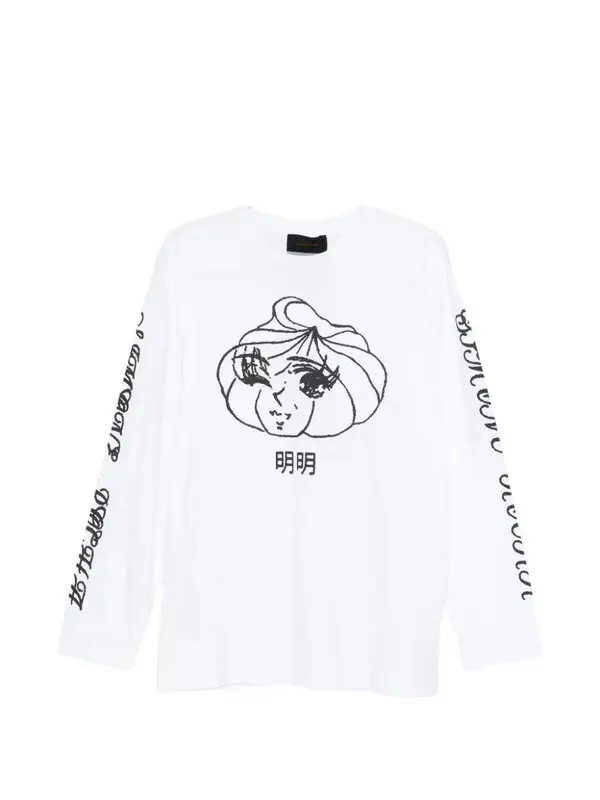 Simone Rocha Dim Sum Graphic-print Long-sleeve T-shirt - White