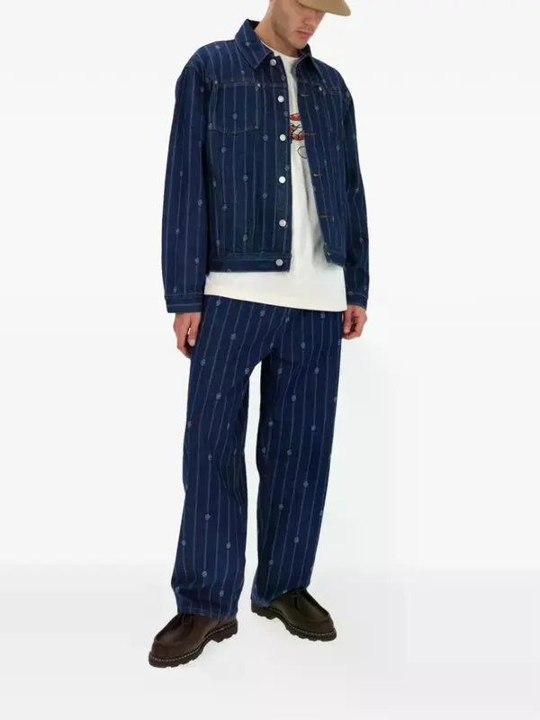 Drole De Monsieur Monogram-print Striped Denim Jacket