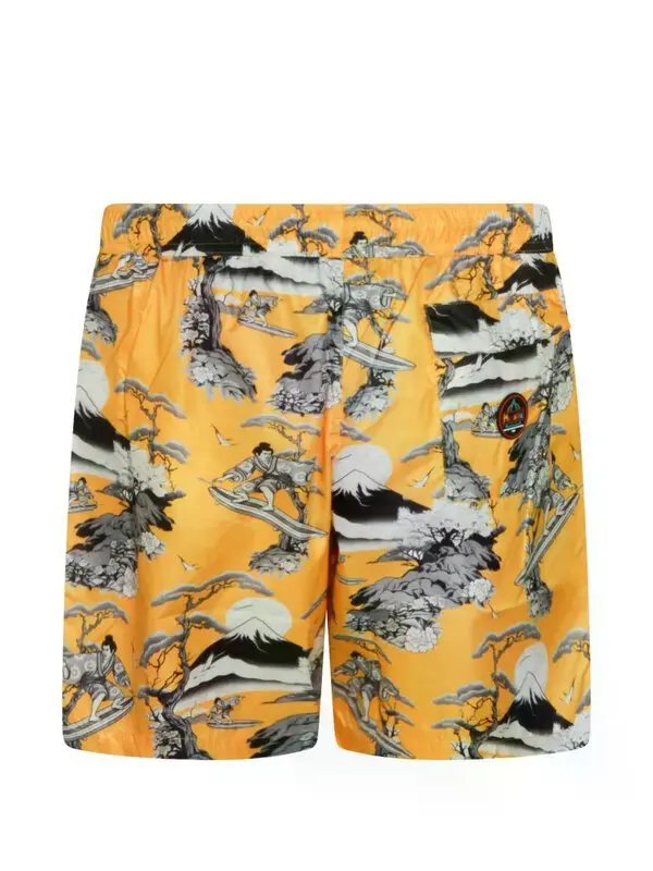 MAUNA KEA Landscape-print Swim Shorts - Yellow