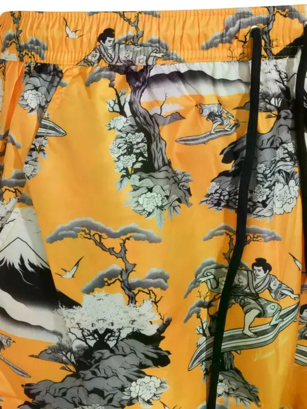 MAUNA KEA Landscape-print Swim Shorts - Yellow