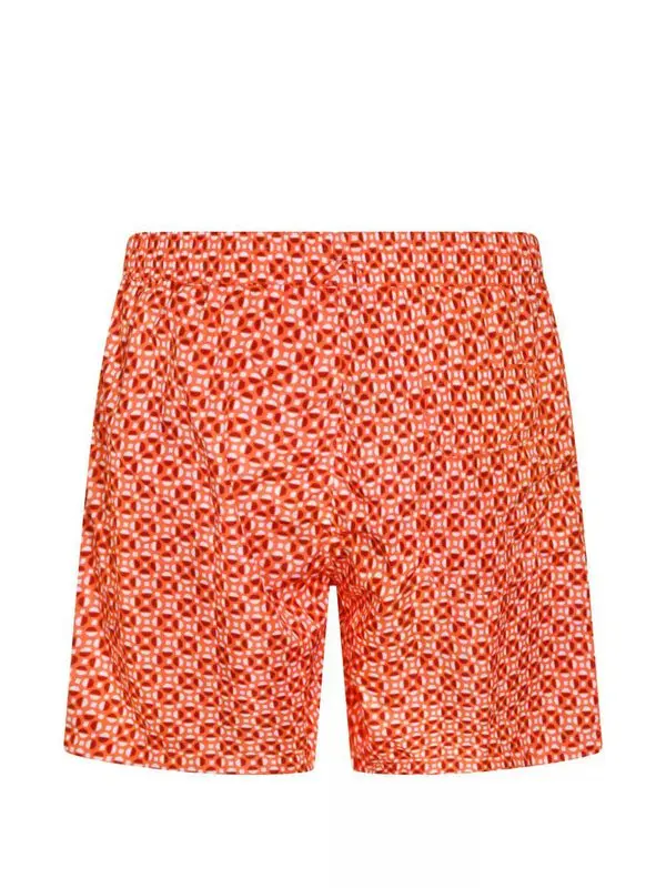 Altea Geometric Print Drawstring Swim Shorts - Orange