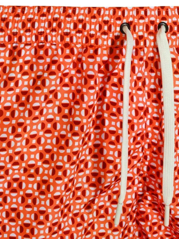 Altea Geometric Print Drawstring Swim Shorts - Orange