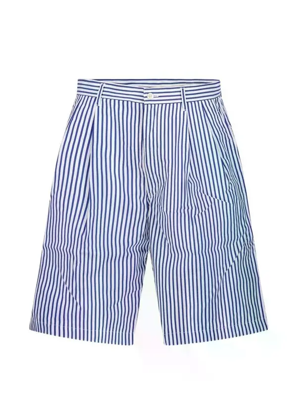 Comme Des Garçons Striped Pleated Shorts - Blue