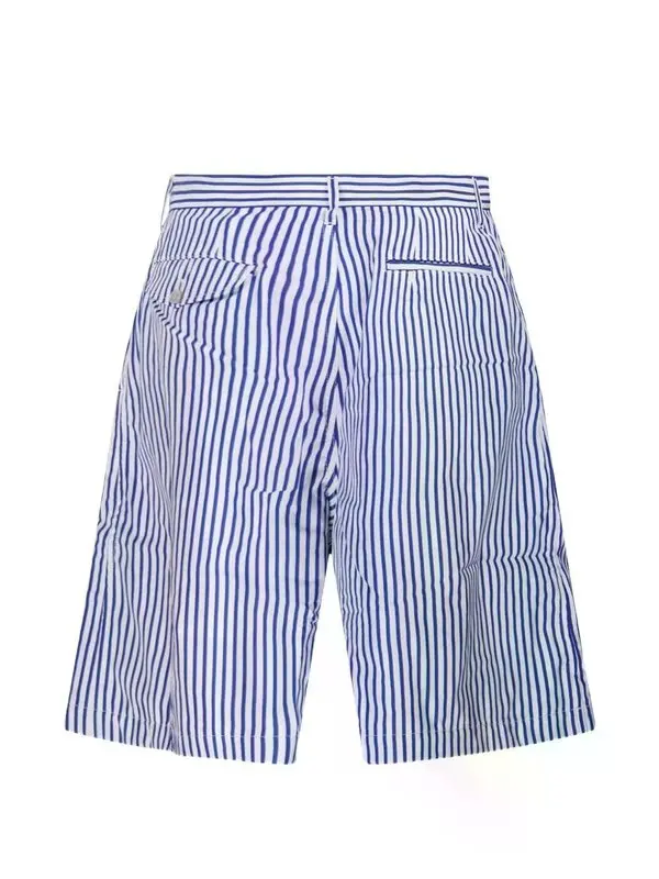 Comme Des Garçons Striped Pleated Shorts - Blue