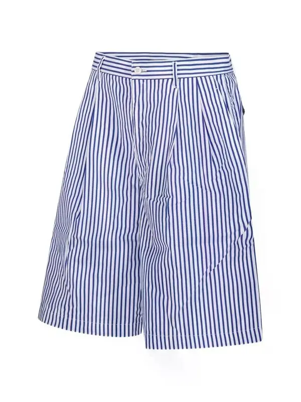 Comme Des Garçons Striped Pleated Shorts - Blue