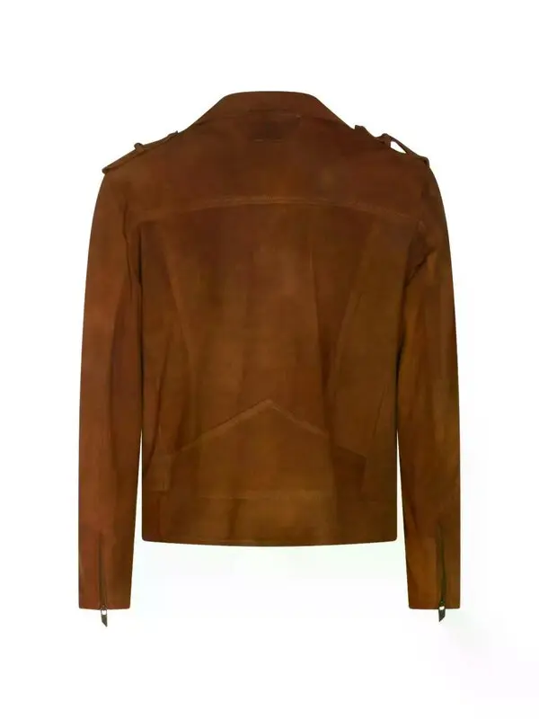 SALVATORE SANTORO Suede Biker Jacket - Brown