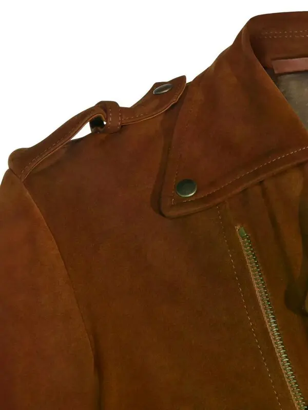 SALVATORE SANTORO Suede Biker Jacket - Brown