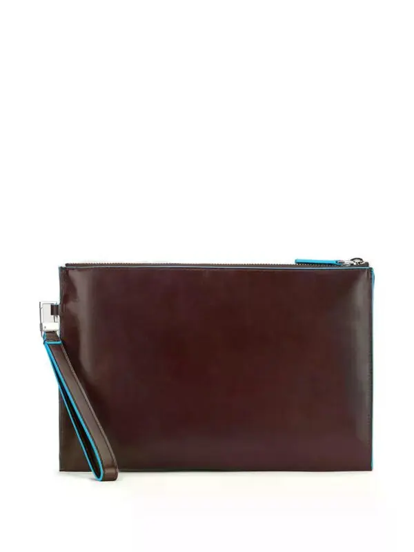 PIQUADRO Leather Clutch With Logo Plaque