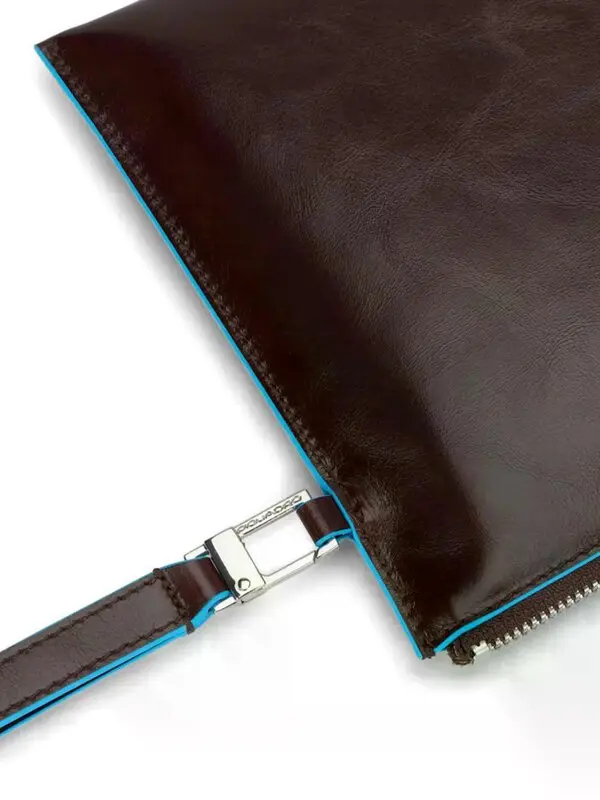 PIQUADRO Leather Clutch With Logo Plaque