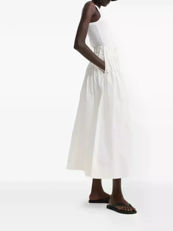 RÓHE Pleated Poplin Midi Skirt