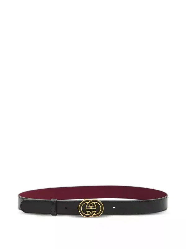 Gucci Interlocking G Reversible Leather Belt - Black