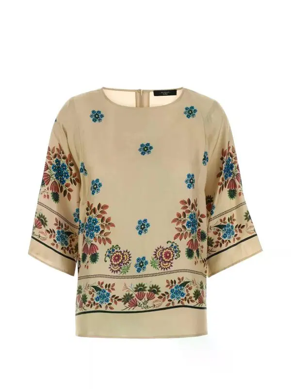 Max Mara Samba Floral-print Blouse - Neutrals