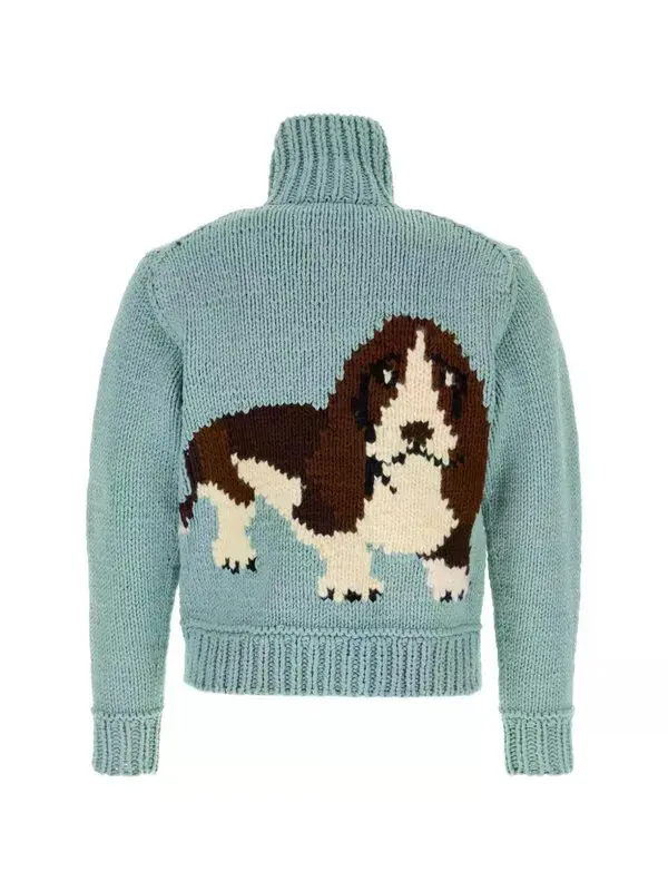 Junya Watanabe Intarsia-knit Chunky-knit Cardigan - Blue