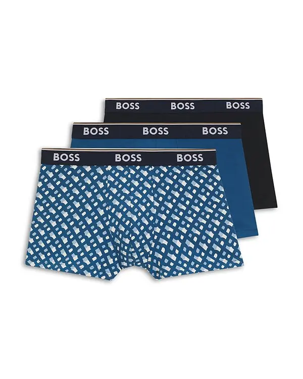 BOSS Trunk Power Design Boxer Briefs, Pack Of 3 - Open Blue