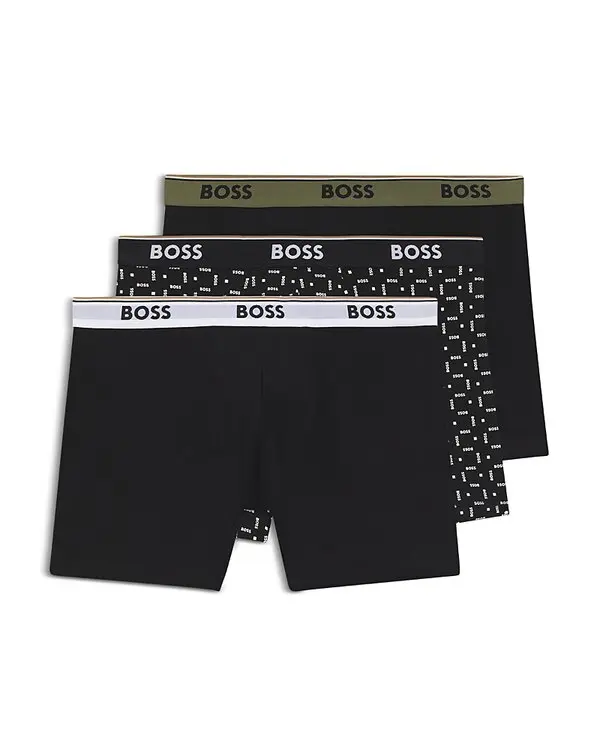 BOSS Trunk Power Design Boxer Briefs, Pack Of 3 - Black