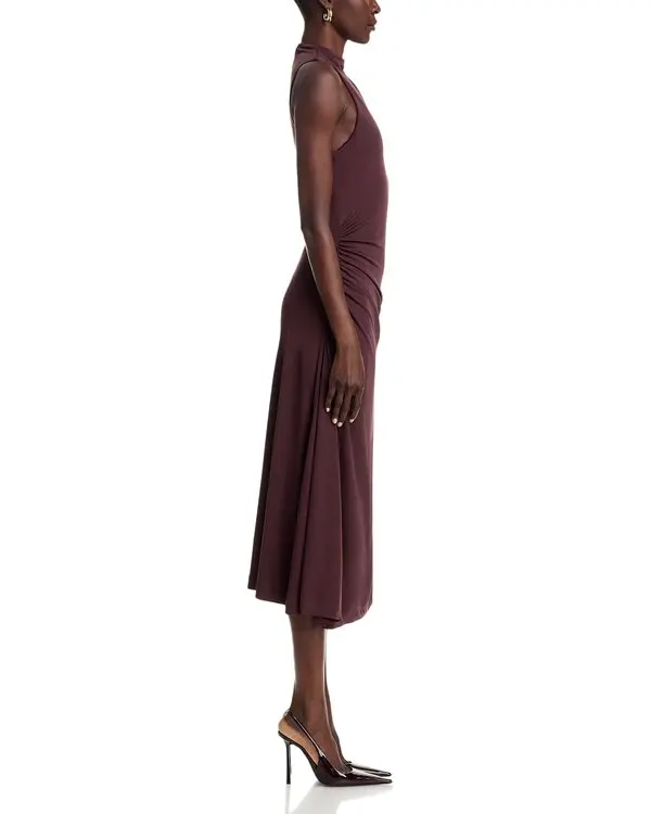 Hugo Boss Eylai Gathered Mock Neck Midi Dress
