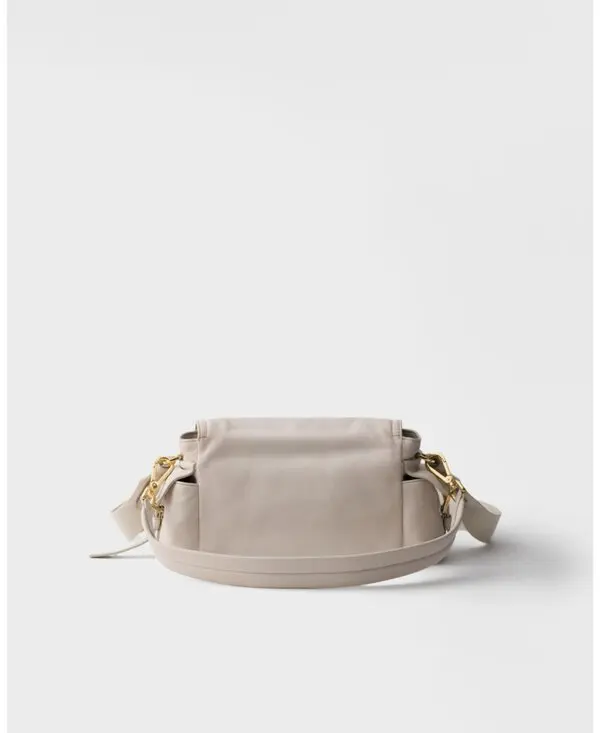 Prada Medium Nappa Leather Shoulder Bag With Flap - Beige