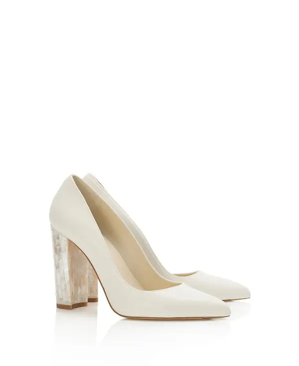 FREYA ROSE Camille Pointed Toe Pearl Heel Pumps - Ivory