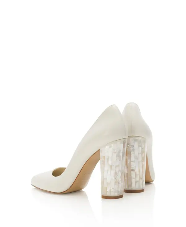 FREYA ROSE Camille Pointed Toe Pearl Heel Pumps - Ivory