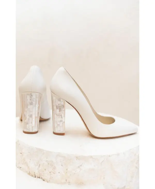 FREYA ROSE Camille Pointed Toe Pearl Heel Pumps - Ivory