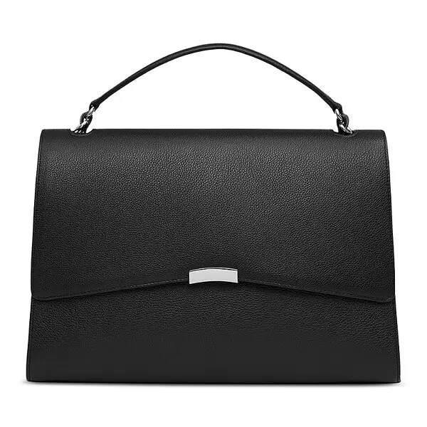 BY BANOO Signature Leather Briefcase - Black Silver