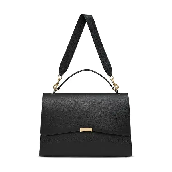 BY BANOO Signature Leather Briefcase - Black Silver
