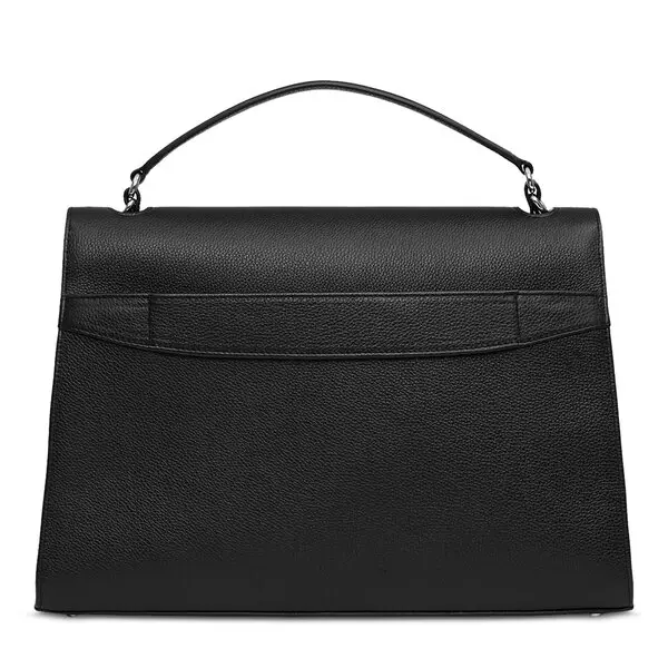BY BANOO Signature Leather Briefcase - Black Silver