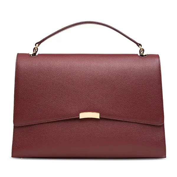 BY BANOO Signature Leather Briefcase - Burgundy/gold
