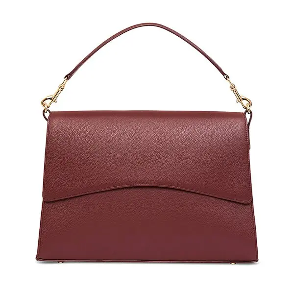 BY BANOO Core Collection Classic Leather Slim Briefcase - Burgundy/gold