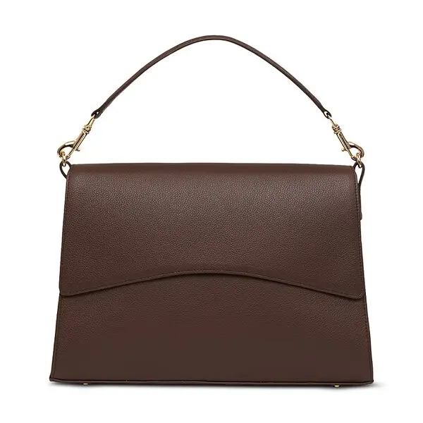 BY BANOO Core Collection Classic Leather Slim Briefcase - Mocha/gold