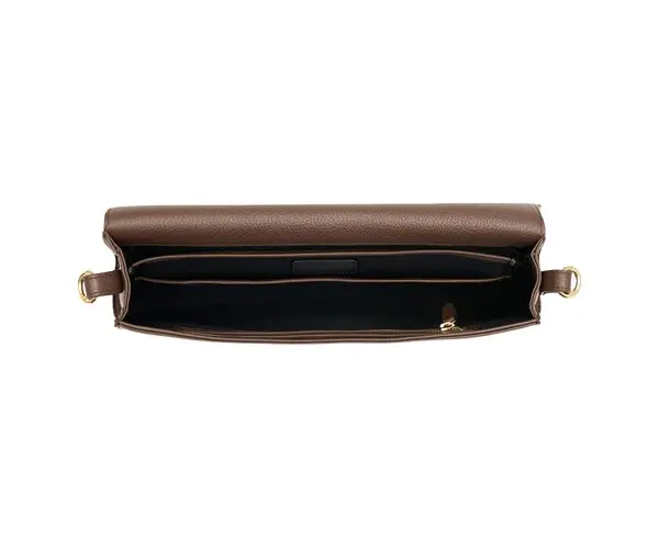BY BANOO Classic Slim Leather Briefcase - Mocha/gold