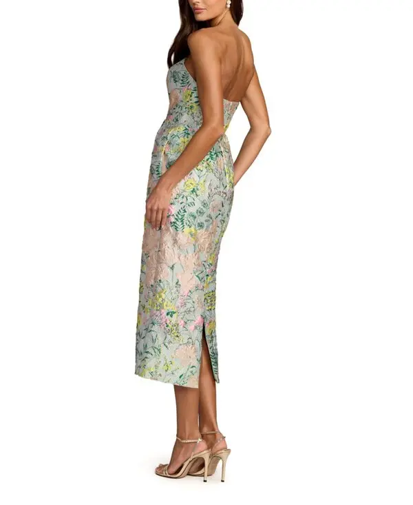 Mac Duggal Strapless Brocade Midi Dress With Pockets