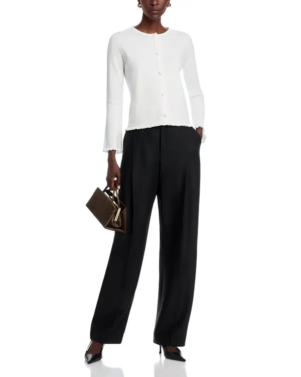 SIONI Faux Button Front Long Sleeve Sweater