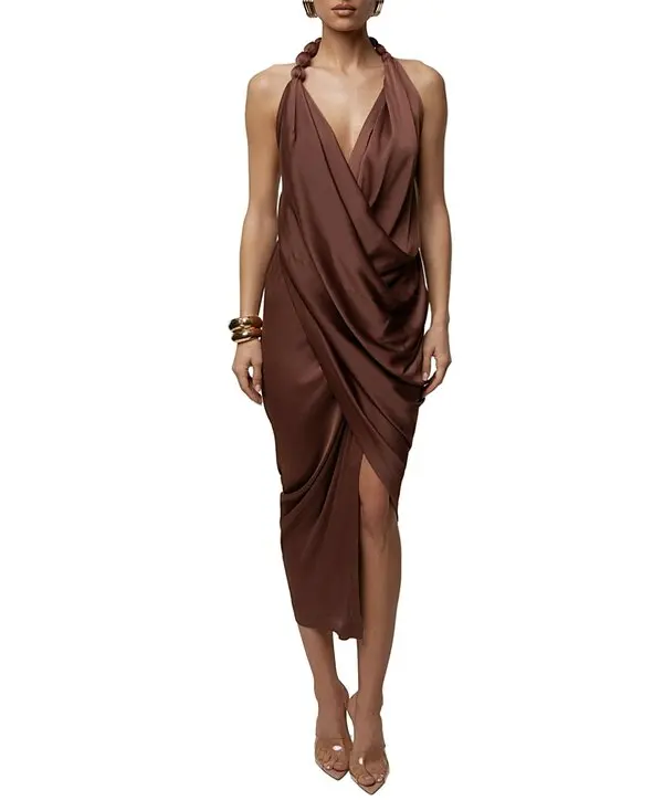 JLUXLABEL Dolce Drape Dress - Brown