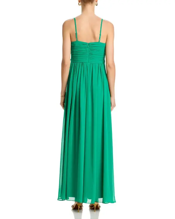 Eliza J Sweetheart Spaghetti Strap Pleated Gown