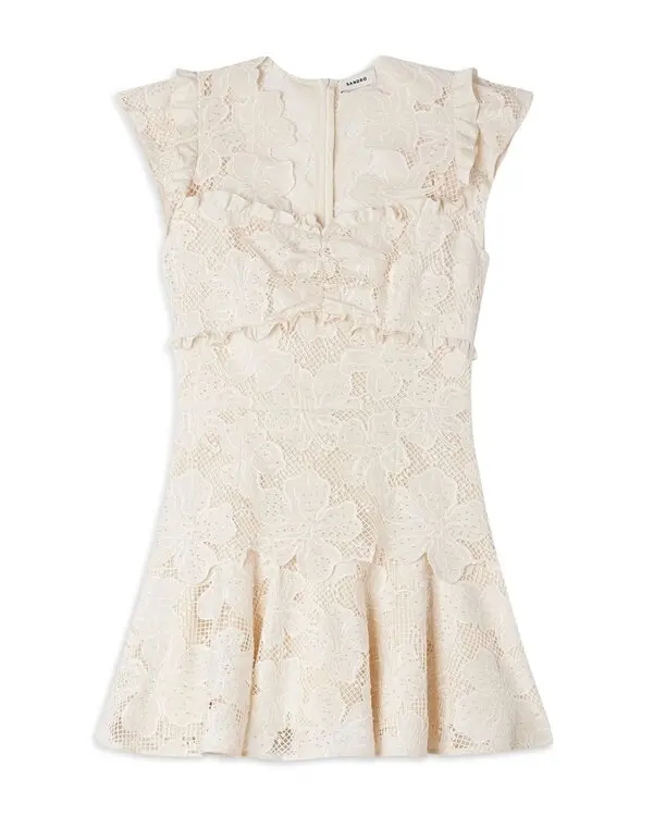 Sandro Lyrella Guipure Mini Dress - Ecru