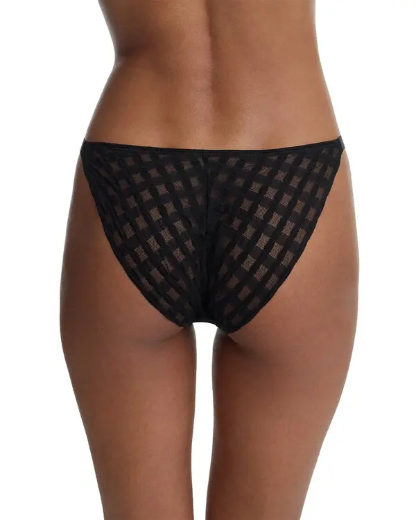 SKARLETT BLUE Bonbon Gingham Lace String Bikini - Black
