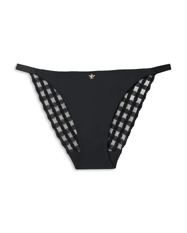 SKARLETT BLUE Bonbon Gingham Lace String Bikini - Black