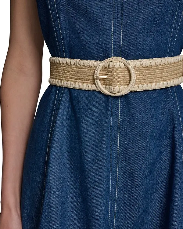 Karl Lagerfeld Paris Faux Denim Belted Midi Dress