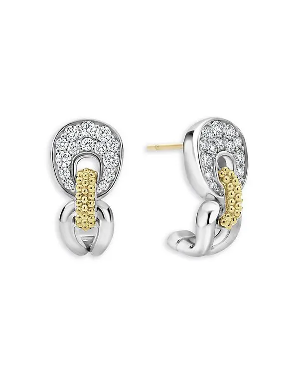 Lagos 18k Yellow Gold & Sterling Diamond Earrings - Silver