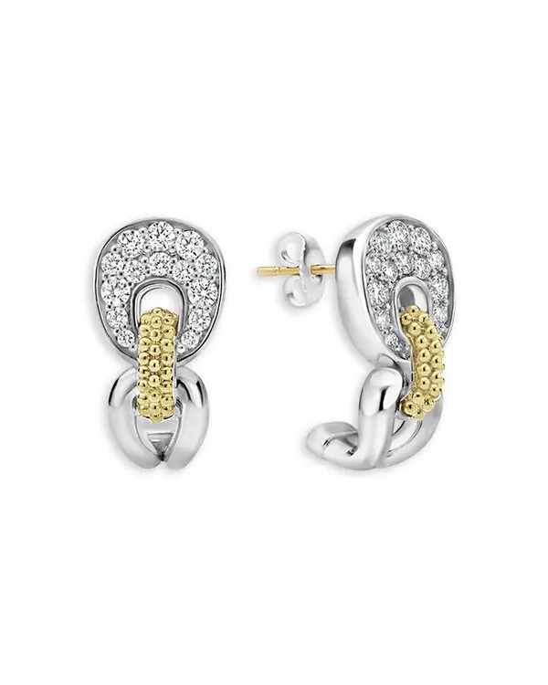 Lagos 18k Yellow Gold & Sterling Diamond Earrings