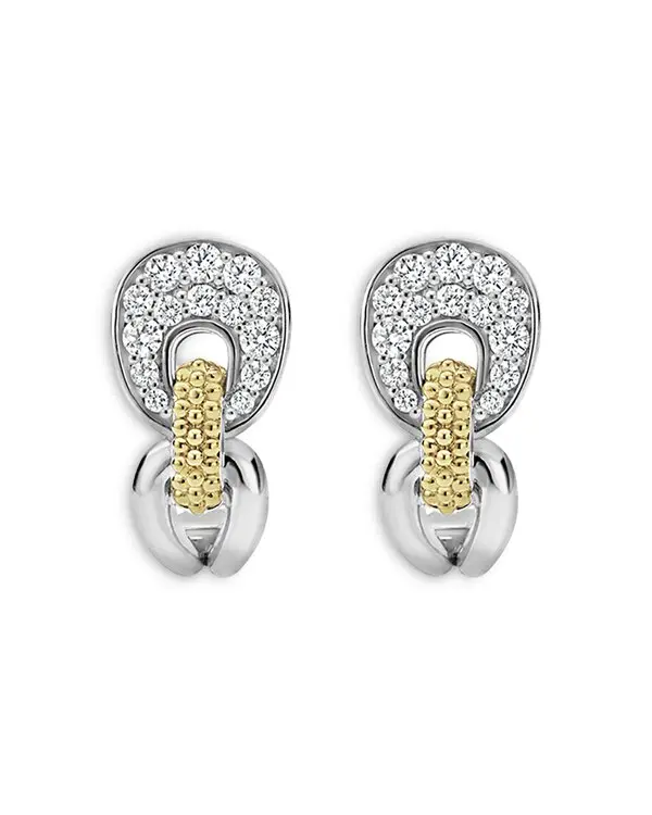 Lagos 18k Yellow Gold & Sterling Diamond Earrings