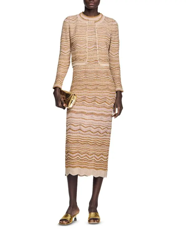 Sandro Raffaelo Knit Cardigan Sweater - Brown