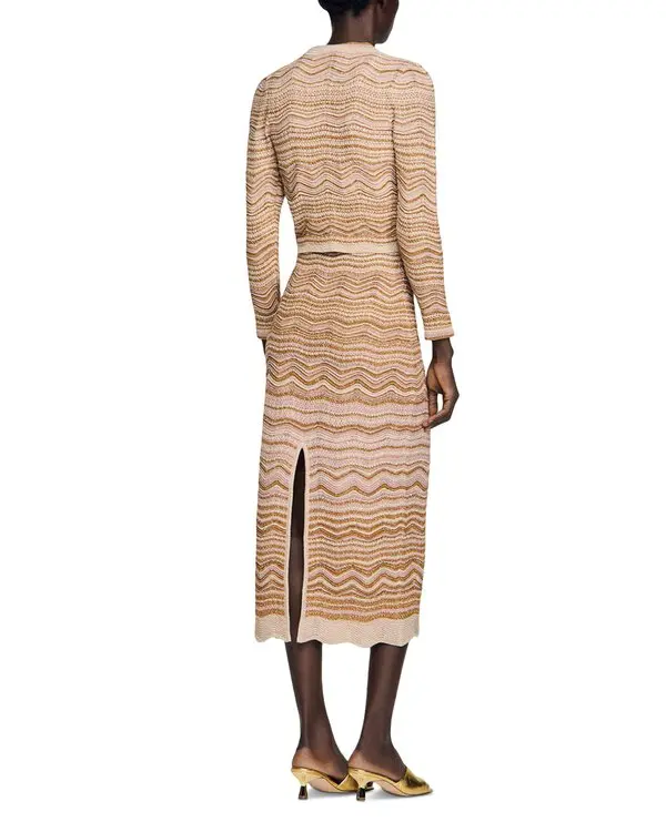Sandro Raffaelo Knit Cardigan Sweater - Brown