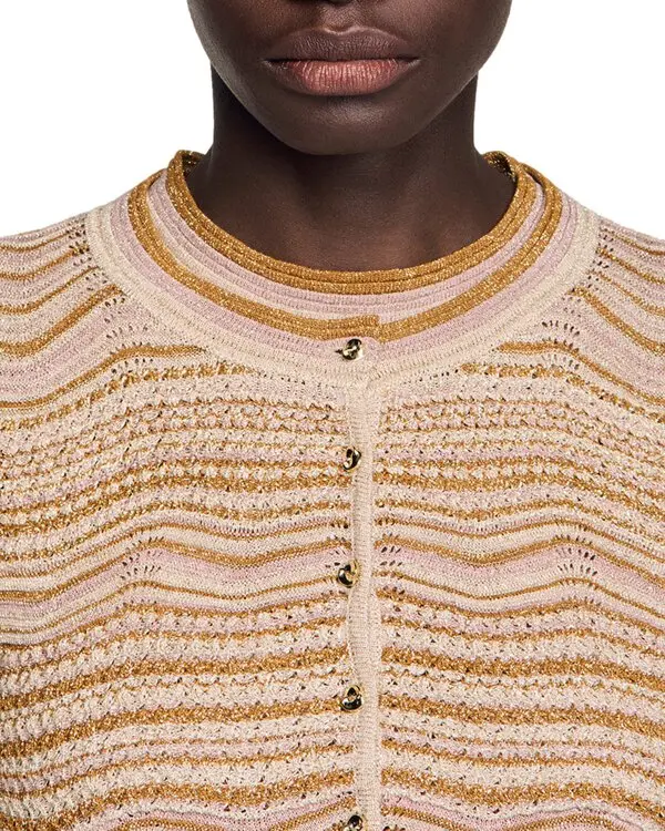 Sandro Raffaelo Knit Cardigan Sweater - Brown